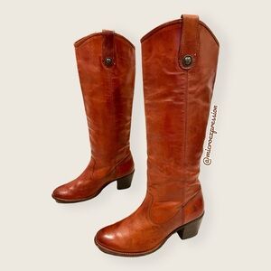 Frye | Shoes | Frye Jackie Button Tall Brown Leather Heeled Boot | Poshmark
